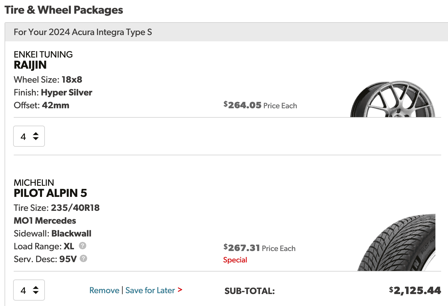 Type S Winter Wheels / Fitment Specs | IntegraForums - 2023+ Acura ...