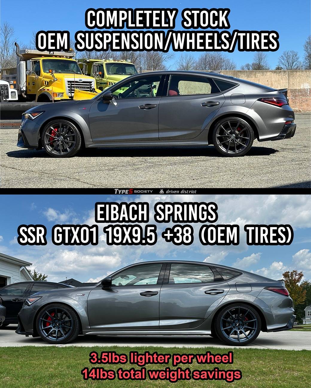 Eibach Springs and SSR GTX01 Wheels vs Stock (14lbs Weight Savings) on ...