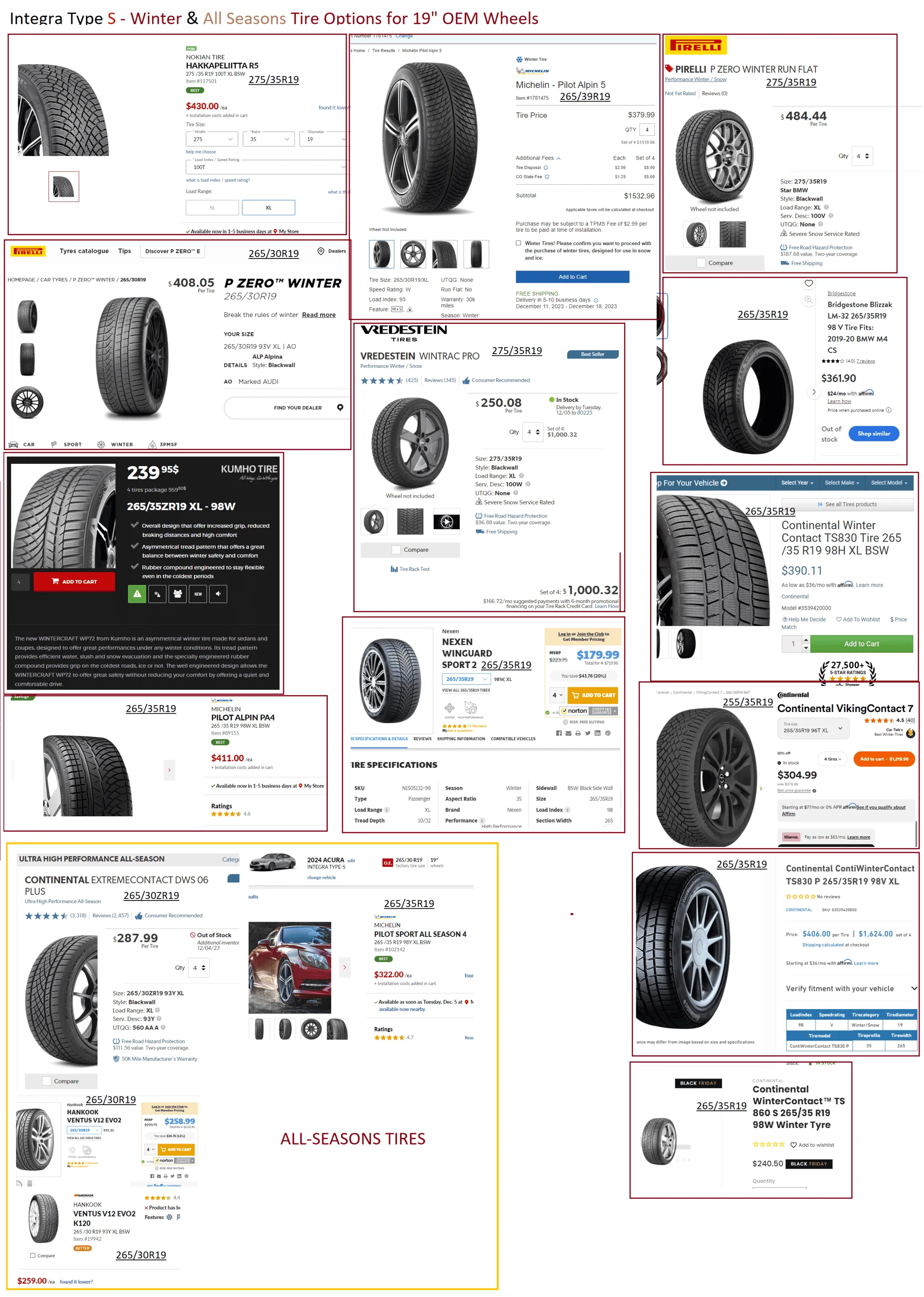 Winter Tire Specs (Type S) | Page 3 | IntegraForums - 2023+ Acura ...